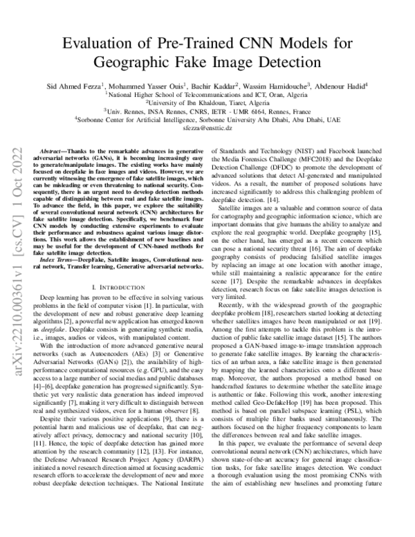 Pdf Evaluation Of Pre Trained Cnn Models For Geographic Fake Image