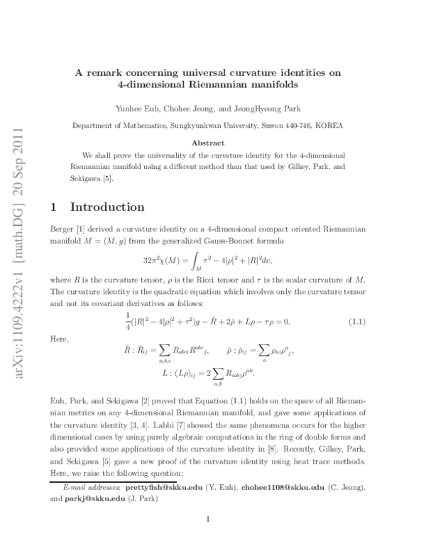 (PDF) 4-dimensional Riemannian manifolds