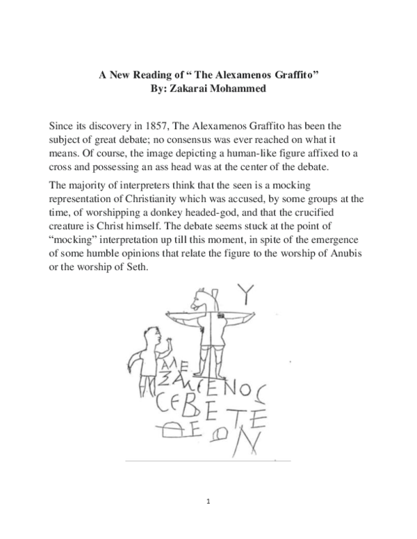 (PDF) A New Reading of "The Alexamenos Graffito"