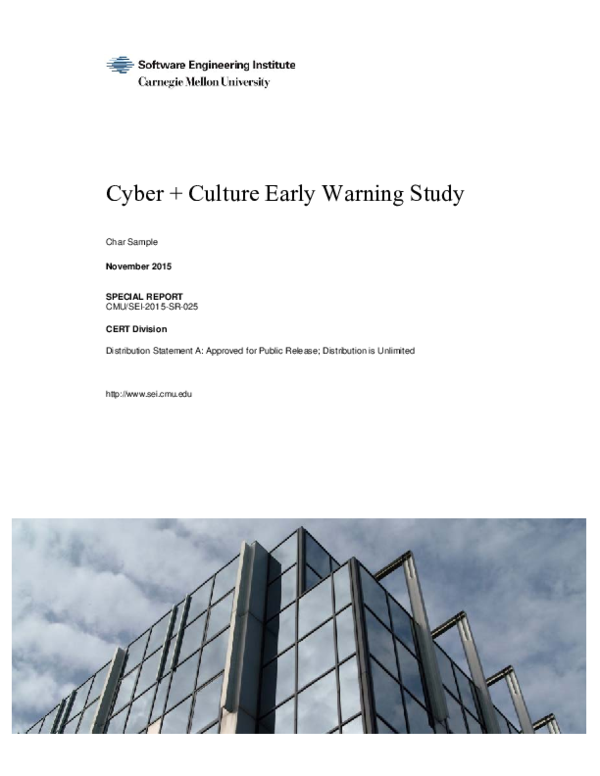 (PDF) Cyber-Culture Early Warning Study Overview