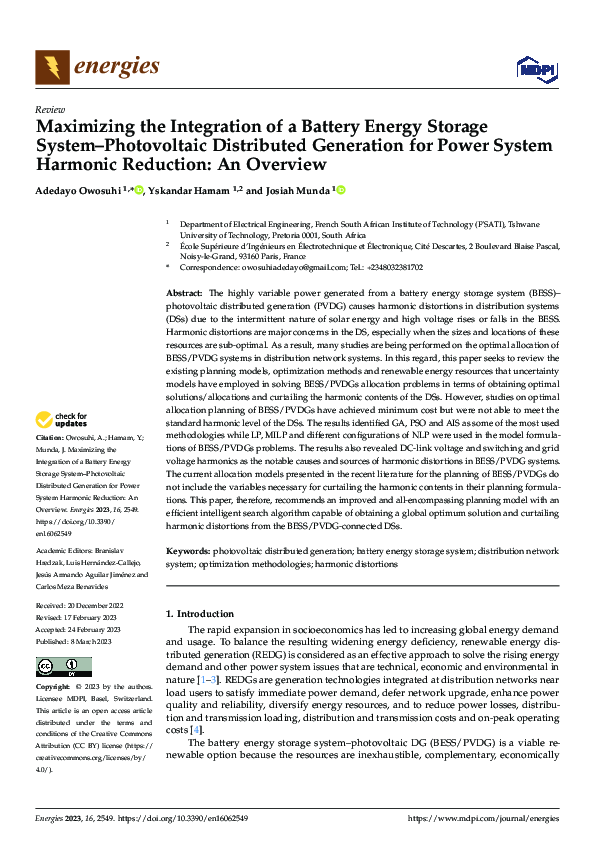 (PDF) Maximizing the Integration of a Battery Energy Storage System–Photovoltaic Distributed ...