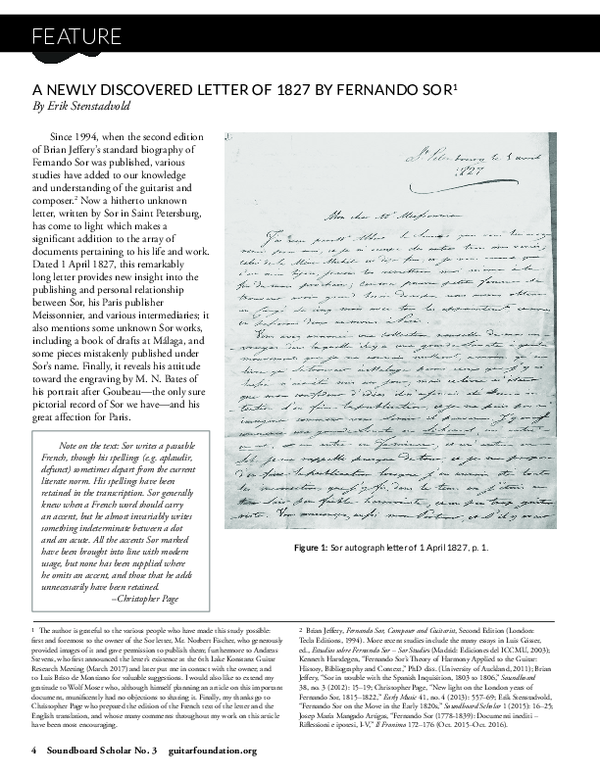 (PDF) A Newly Discovered Letter of 1827 by Fernando Sor