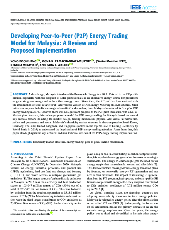 (PDF) Developing Peer-to-Peer (P2P) Energy Trading Model for Malaysia: A Review and Proposed ...
