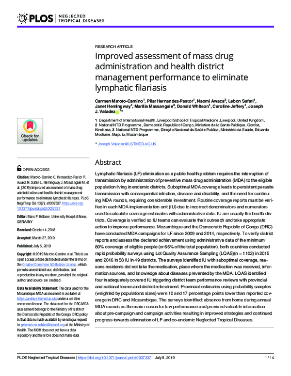 (PDF) Improved assessment of mass drug administration and health ...