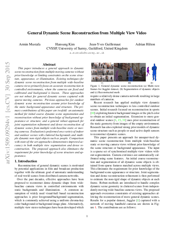 (PDF) General Dynamic Scene Reconstruction from Multiple View Video