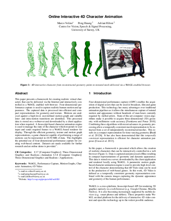 (PDF) Online interactive 4D character animation