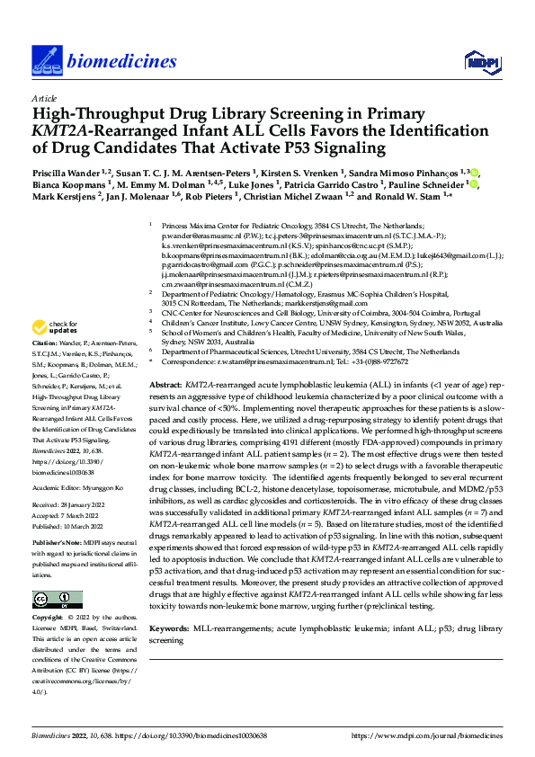 (PDF) High-Throughput Drug Library Screening in Primary KMT2A ...