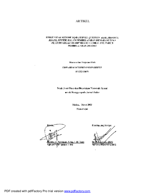 (PDF) Efektivitas Metode SQ4R (Survey, Question, Read, Reflect, Recite, Review) Dalam ...