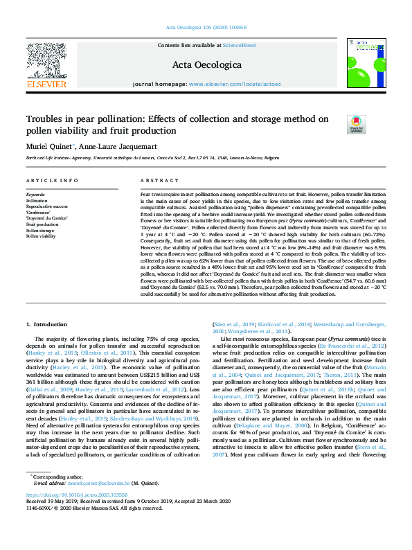 (PDF) Troubles in pear pollination: Effects of collection and storage ...