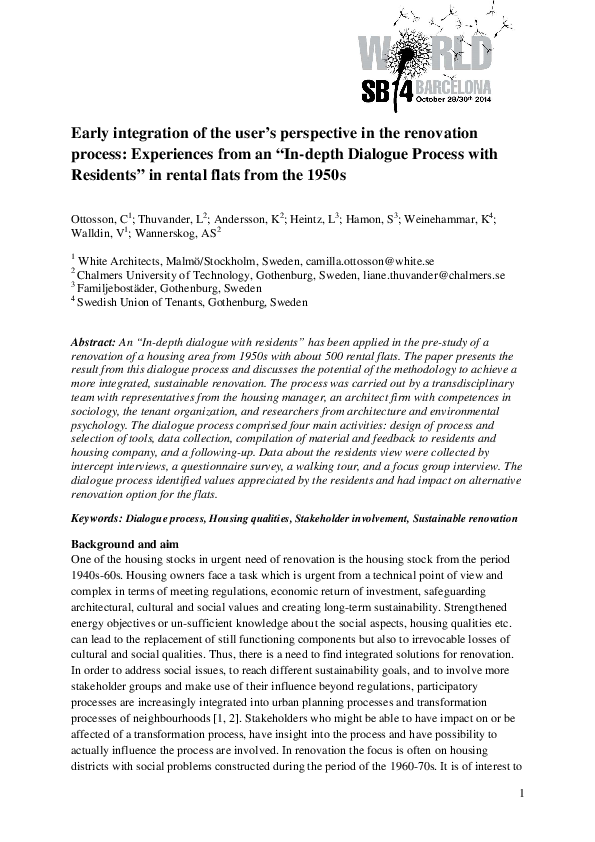 (PDF) Integrating Resident Perspectives in Renovation