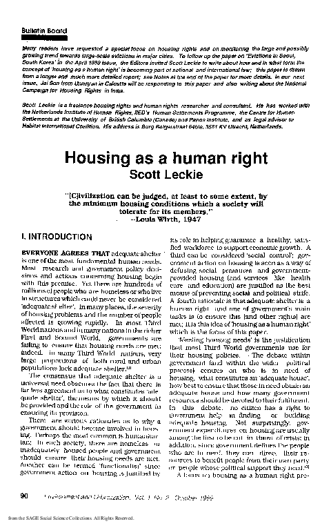 (PDF) Housing as a human right