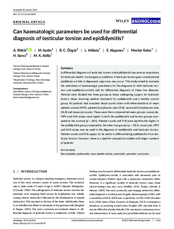 (PDF) Can haematologic parameters be used for differential diagnosis of ...