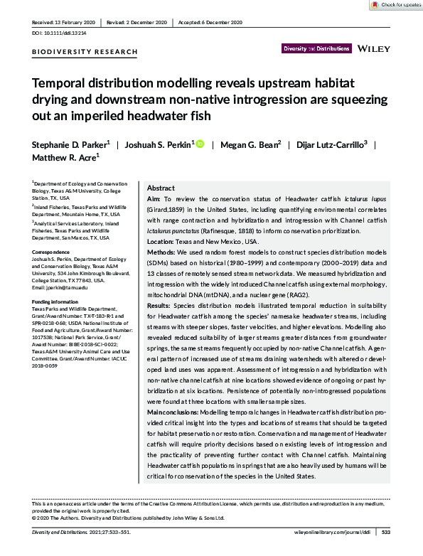 (PDF) Temporal distribution modelling reveals upstream habitat drying ...