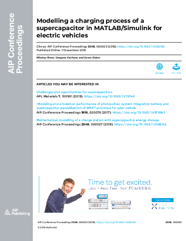 (PDF) Modelling a charging process of a supercapacitor in MATLAB ...