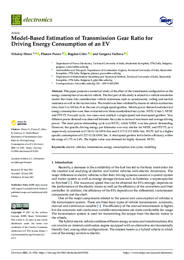 (PDF) Model-Based Estimation of Transmission Gear Ratio for Driving ...