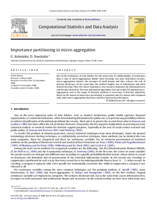 (PDF) Importance partitioning in micro-aggregation