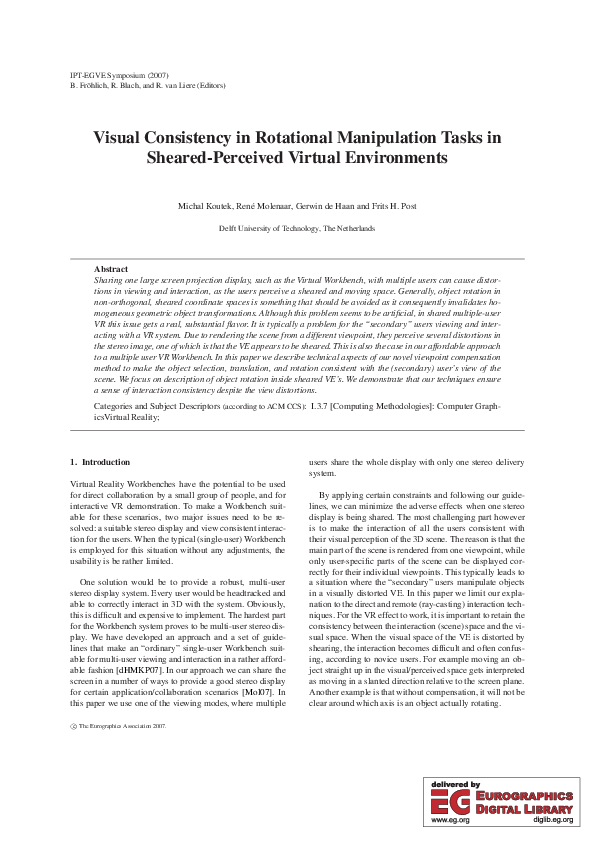 (PDF) Visual Consistency in Rotational Manipulation Tasks in Sheared-Perceived Virtual Environments
