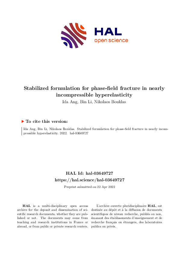 (PDF) Stabilized formulation for phase‐field fracture in nearly ... (PDF) Stabilized formulation for phase‐field fracture in nearly ...