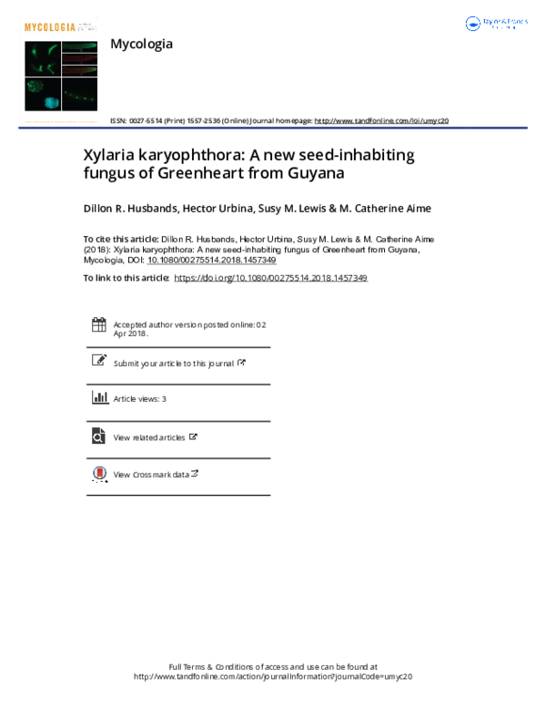 (PDF) Xylaria karyophthora: a new seed-inhabiting fungus of Greenheart ...