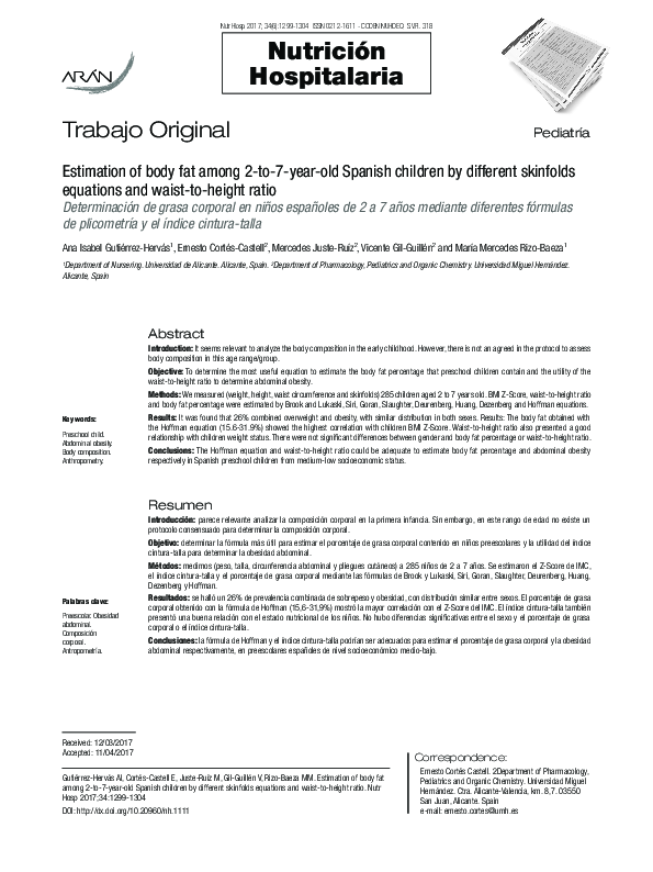 (PDF) Estimation of body fat among 2-to-7-year-old Spanish children by ...