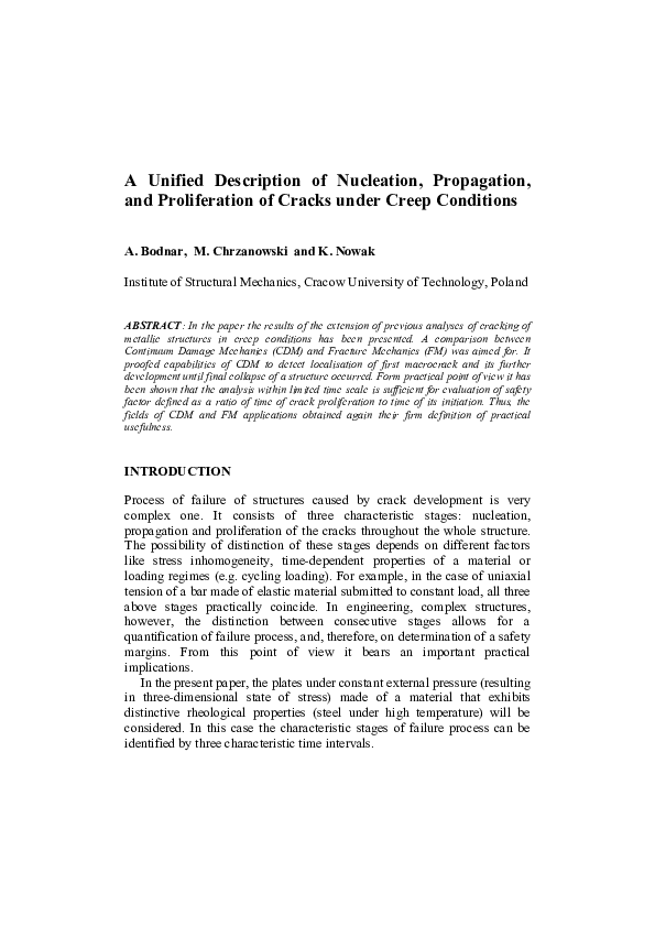 (PDF) A Unified Description of Nucleation, Propagation, and ...