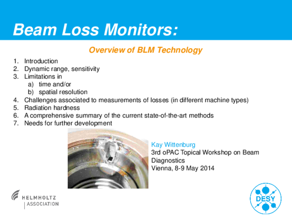 (PDF) Beam Loss Monitors: Overview of BLM Technology