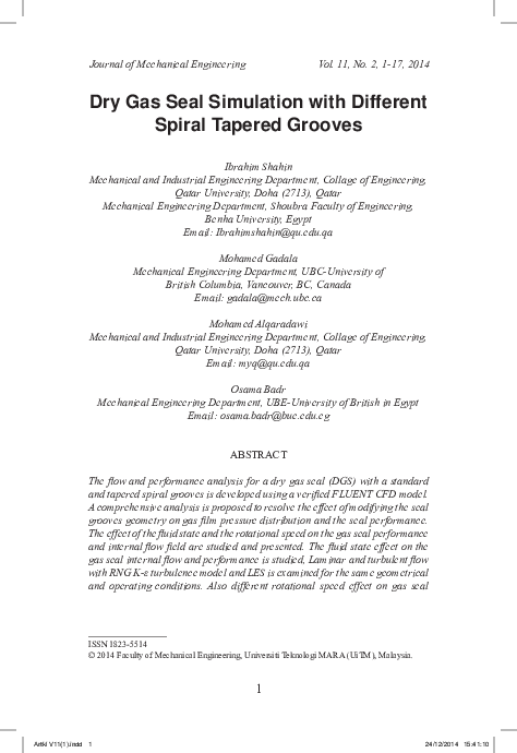(PDF) Dry gas seal simulation with different spiral tapered grooves ...