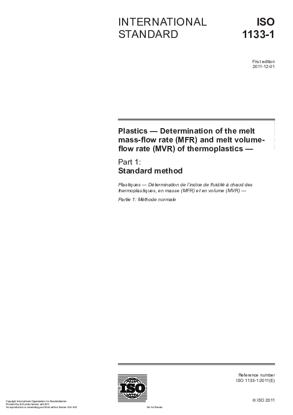 (PDF) Plastics -Determination of the melt mass-flow rate (MFR) and melt ...