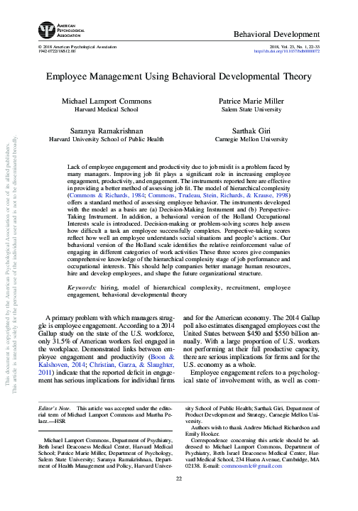 (PDF) Employee management using behavioral developmental theory