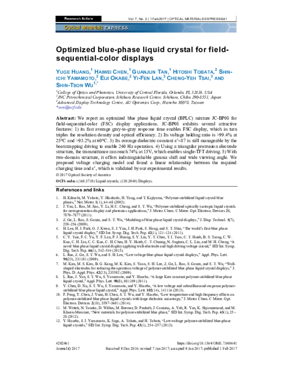 (PDF) Optimized blue-phase liquid crystal for field-sequential-color ...