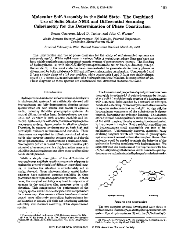(PDF) Molecular Self-Assembly in the Solid State. The Combined Use of Solid-State NMR and ...