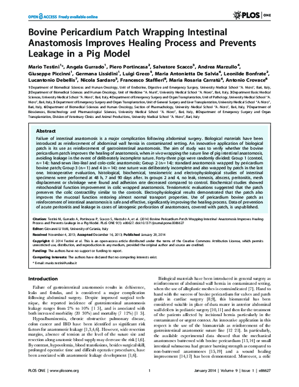 (PDF) Bovine Pericardium Patch Wrapping Intestinal Anastomosis Improves ...