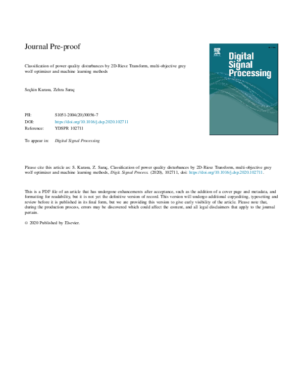 Pdf Classification Of Power Quality Disturbances In Emerging Power System Using Discrete