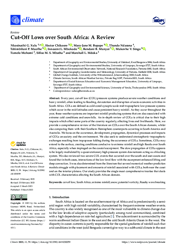 (PDF) Cut-Off Lows over South Africa: A Review