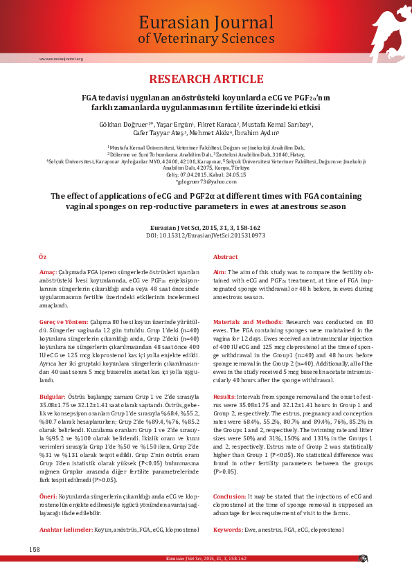 (PDF) The effect of applications of eCG and PGF2? at different times ...