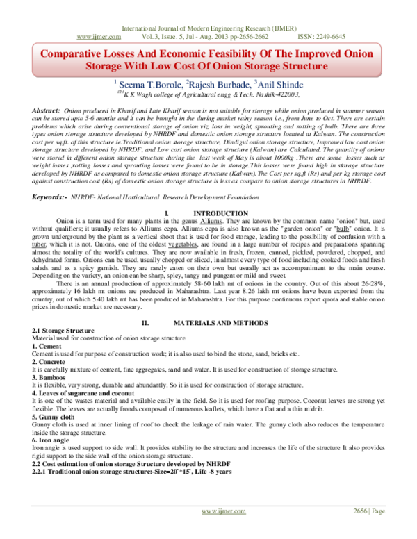 (PDF) Comparative Losses and Economic Feasibility of the Improved Onion Storage with Low Cost of ...