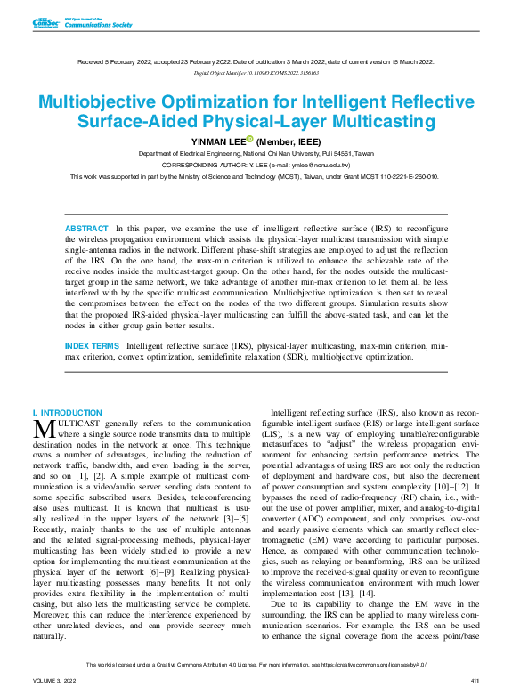 (PDF) Multiobjective Optimization for Intelligent Reflective Surface-Aided Physical-Layer ...