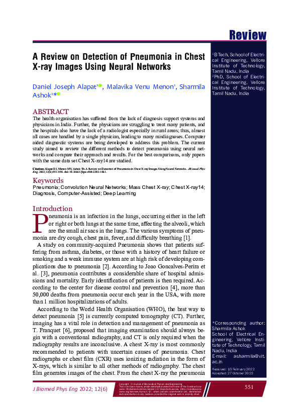 Pdf Pneumonia Detection In X Rays Using Neural Nets