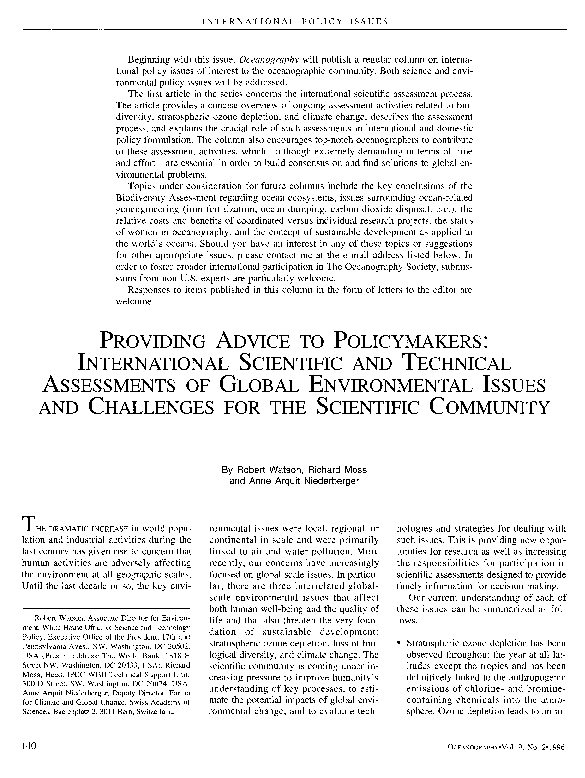 (PDF) Providing Advice to Policymakers: International Scientific and ...