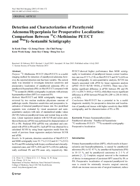 (PDF) Detection and Characterization of Parathyroid Adenoma/Hyperplasia ...