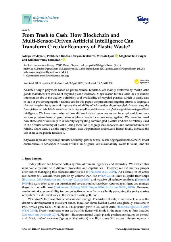 (PDF) From Trash to Cash: How Blockchain and Multi-Sensor-Driven ...