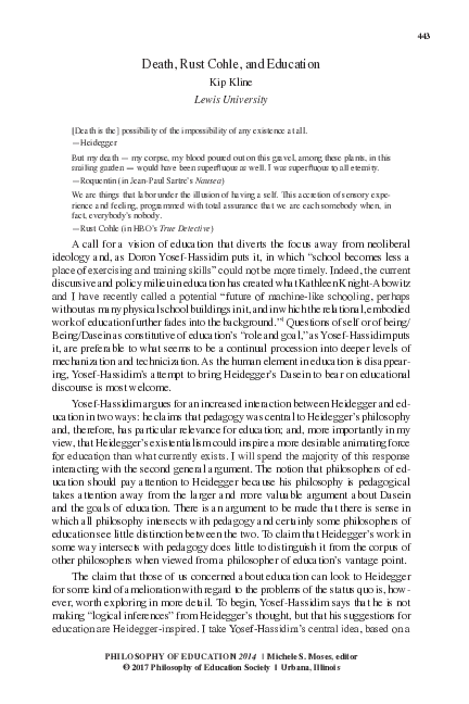 (PDF) Death, Rust Cohle, and Education