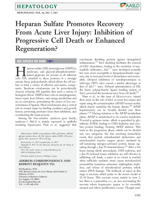 (PDF) Heparan sulfate promotes recovery from acute liver injury ...