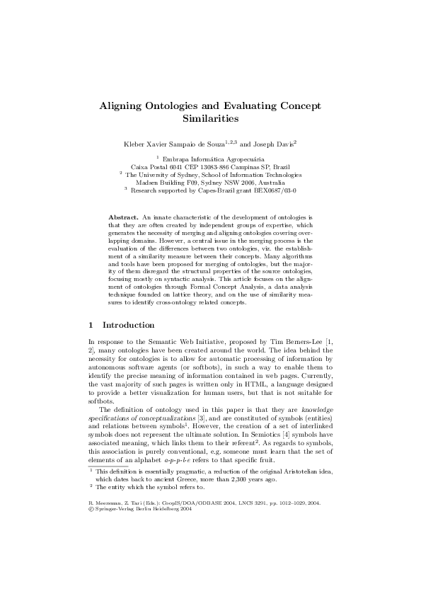 (PDF) Aligning Ontologies and Evaluating Concept Similarities