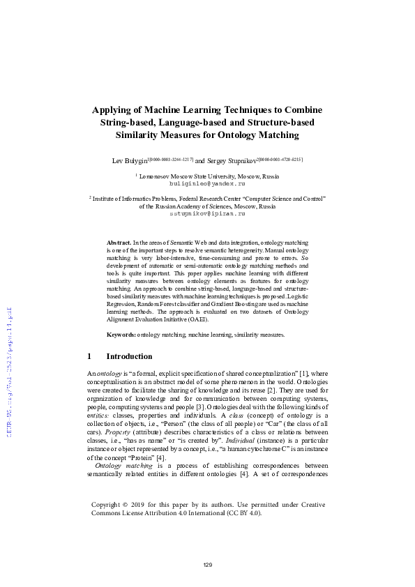 Pdf Machine Learning For Ontology Matching