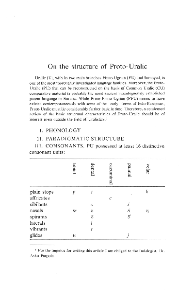 (PDF) On the structure of Proto-Uralic