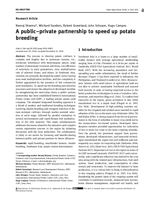(PDF) A public–private partnership to speed up potato breeding
