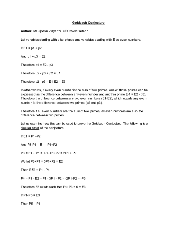 (PDF) Goldbach Conjecture