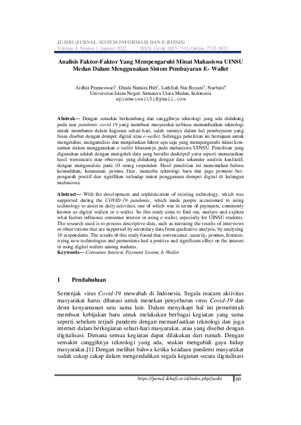 (PDF) Analisis Faktor-Faktor Yang Mempengaruhi Minat Mahasiswa UINSU Medan Dalam Menggunakan ...
