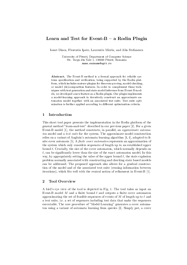 (PDF) Event-B Test Generation in Rodin Plugin